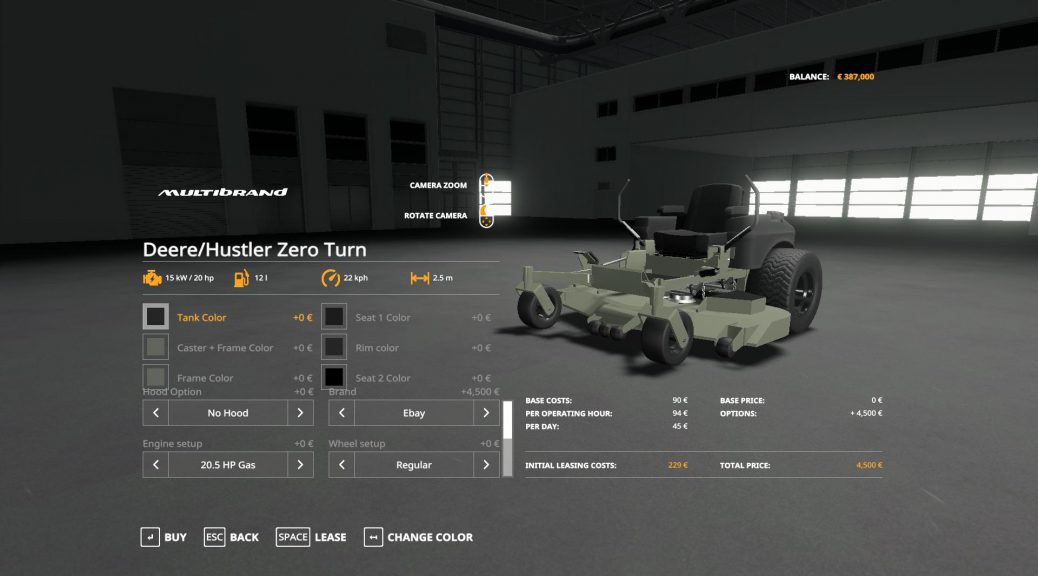 Scag and Bobcat Zero Turn mower v1.0 FS19 - Farming Simulator 2022 / 19 mod